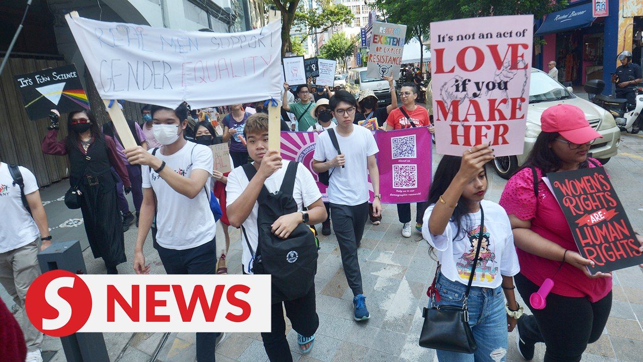 Crowd marches for gender equality during Women's March 2024 in KL ...