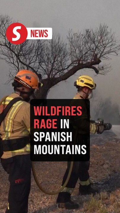Spanish firefighters battle wildfires in Catalonia mountains ...